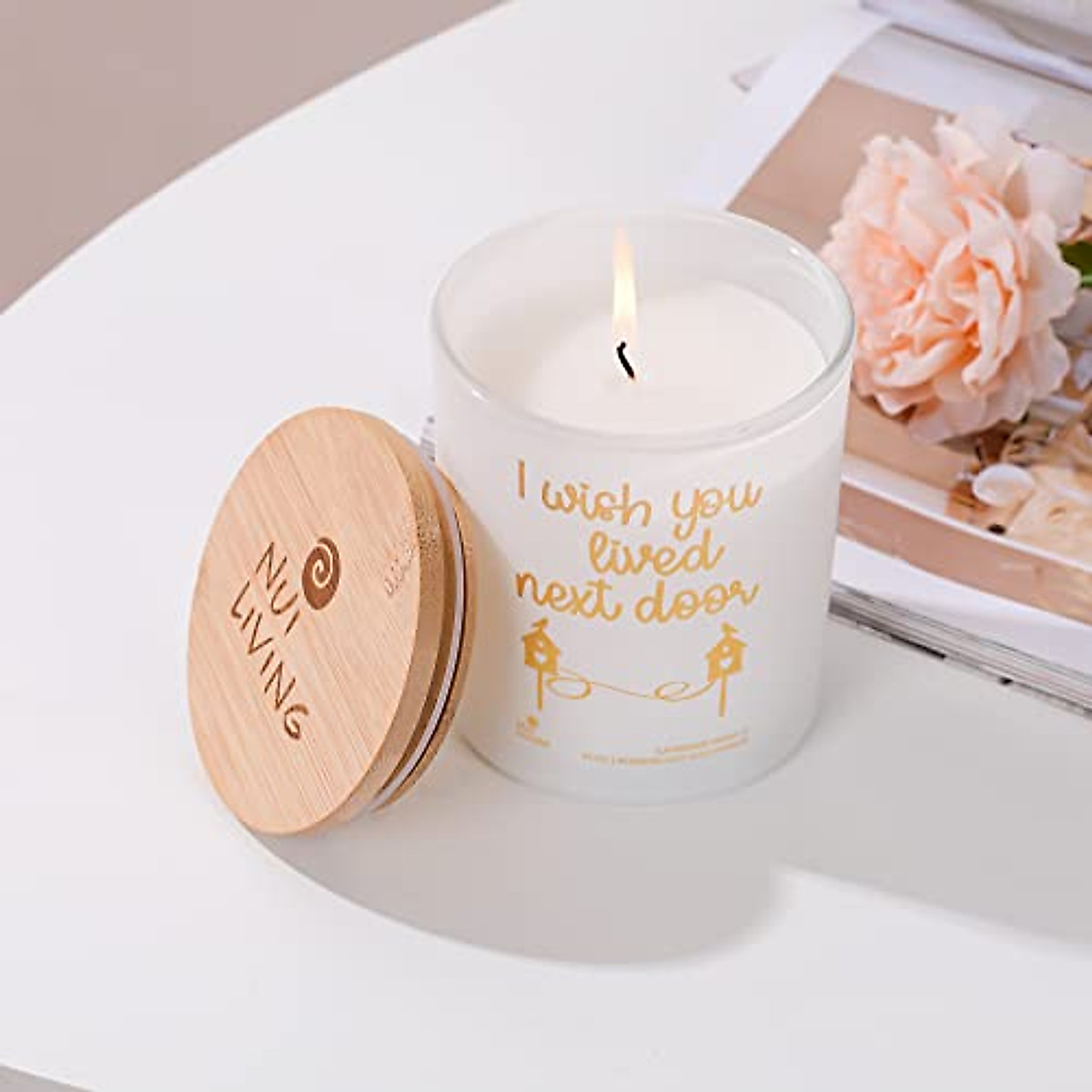 Inspirational Lavender Vanilla Soy Wax Candle - Candle Gift for Women (I Wish You Lived Next Door)