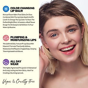 KIMUSE Flower Balm PH Color Changing Lipstick, Long-Lasting Lip Balm and Lip Stain, Moisturizing Natural Lip Balm