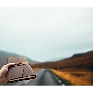 Refillable Leather Journal Writing Notebook - Lay Flat Notebook, Handmade Leather Bound Diary for Men & Women, Gift for Travel Diary, Creative Writing & Art Sketchbook to Write in, Large 6x8