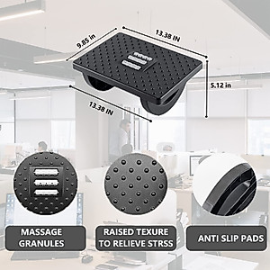 DISFAT Ergonomic Foot Rest Under Desk at Work, Rocking Foot Stool Footrest, Footrest with Foot Massage Feet Stand,Promote Leg Circulation, Massage Feet Stand for Office & Home(Black)