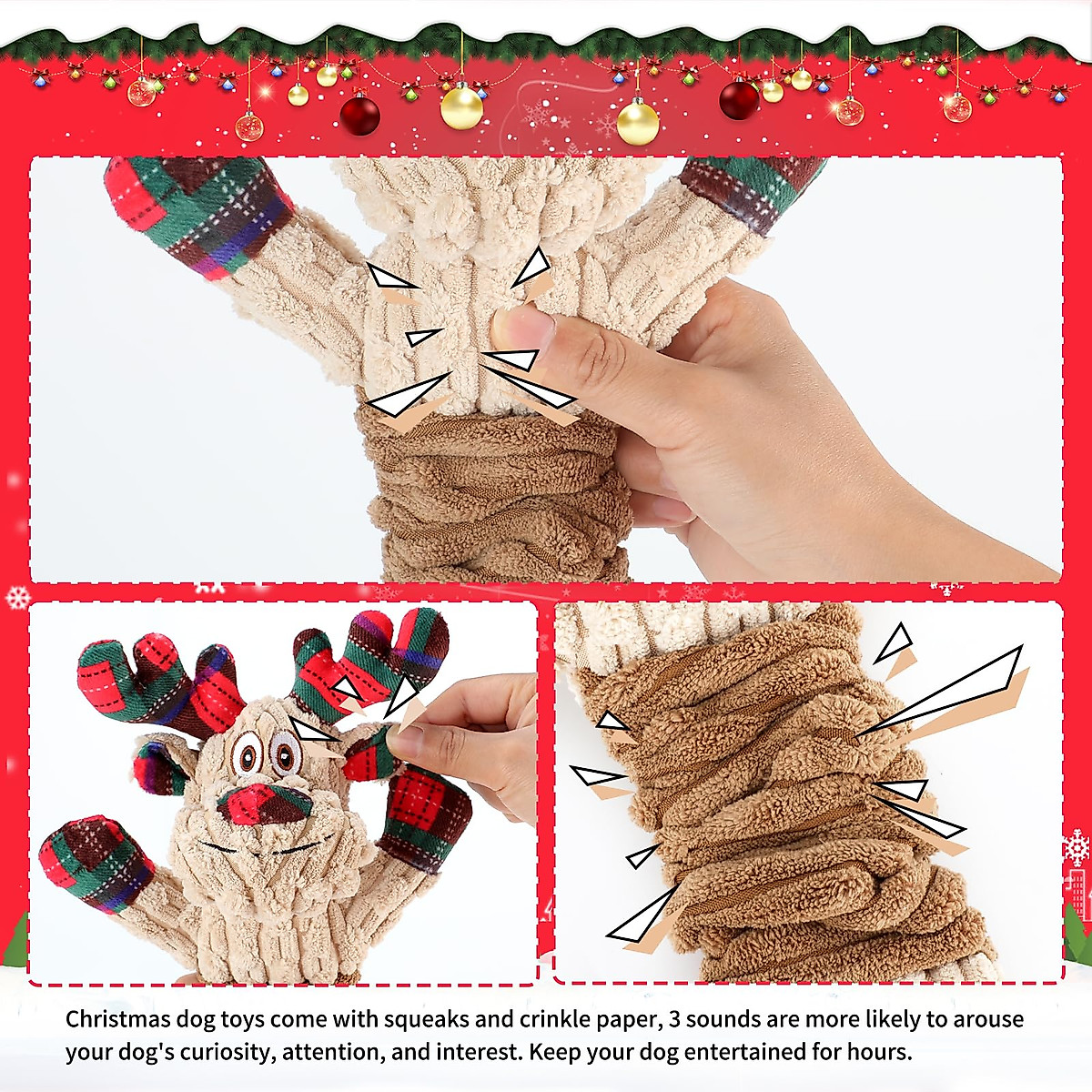 BWOGUE Thanksgiving Turkey Dog Toy, Durable Squeaky Plush Dog Toys, Stuffed Dog Chew Toys Thanksgiving Interactive Pet Toys for Puppy Small Medium Dogs