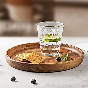 JF JAMES.F Round Serving Wooden Tray Decor Wood Tray charcuterie Boards Serving Tray Applicable to Dining Room and Living Room Diameter 25 * 2.8cm 0.5kg