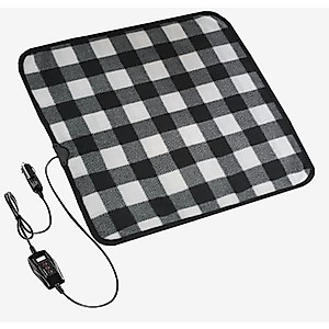 Zento Car Travel Pad for Comfort (Black Plaid) - Fleece Rustic Plaid Designed Mini Blanket to Carry On Your Winter Travelling Vacations