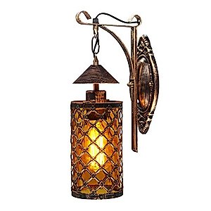 Outdoor Lights Chinese Style Vintage Indoor Bathroom Wall LED Light Bedside Glass Kerosene Lamp Bar Corridor E27 Lantern Wall Lamps for Home,Garden,Yard,Decorations