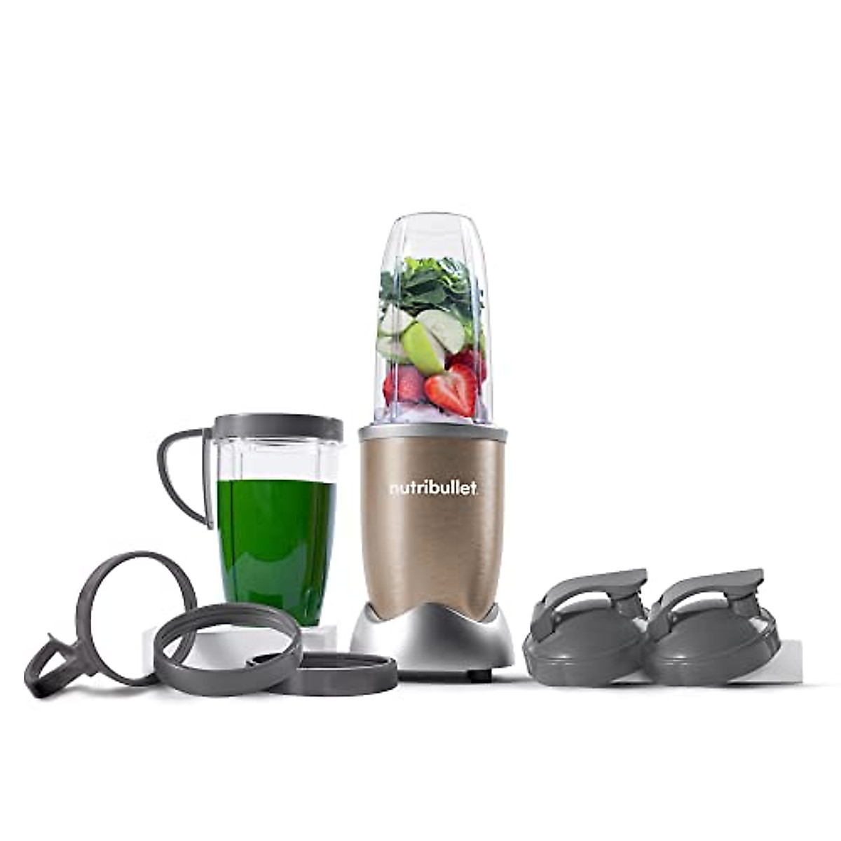 NutriBullet Pro - 13-Piece High-Speed Blender/Mixer System with Hardcover Recipe Book Included (900 Watts) Champagne, Standard
