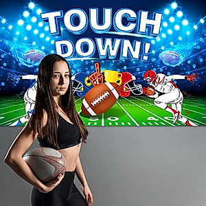 Large 71" X 43" Football Backdrop, Football Party Decorations, Football Decorations for Football Touchdown Party Photo Background, Super Football Theme Backdrop tineit