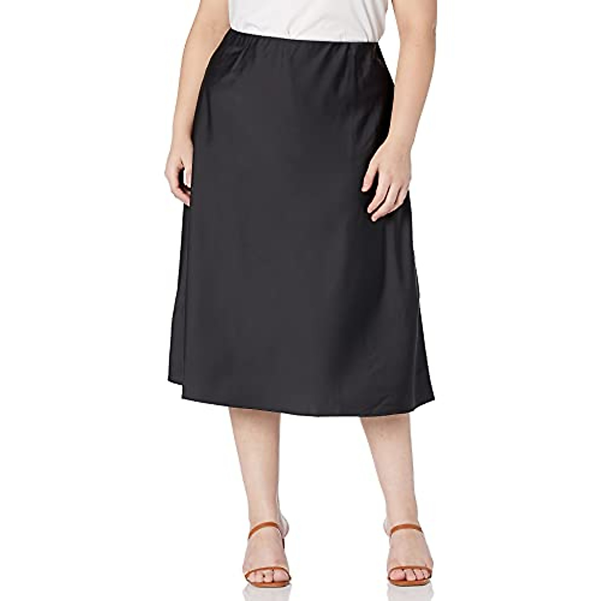 The Drop Women's Maya Silky Slip Skirt Skirt, Black, XXL