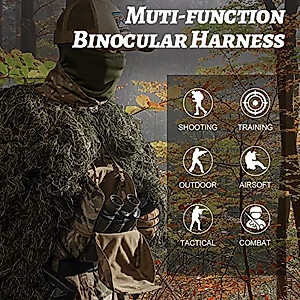 VISMIX Binocular Harness, Adjustable Binocular Harness Chest Pack with Rain Cover for Hunting Hiking Shooting