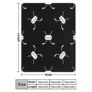 Flannel Blanket Black White Hockey Fleece Blanket Super Soft Throw Blanket for Couch Bed Sofa-Machine Washable 60"x80"