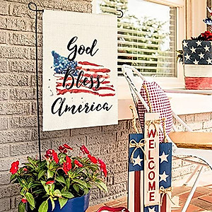 AVOIN colorlife God Bless America 4th of July Patriotic Garden Flag Double Sided Outside American Stars and Stripes, Memorial Day Independence Day Yard Outdoor Decoration 12 x 18 Inch