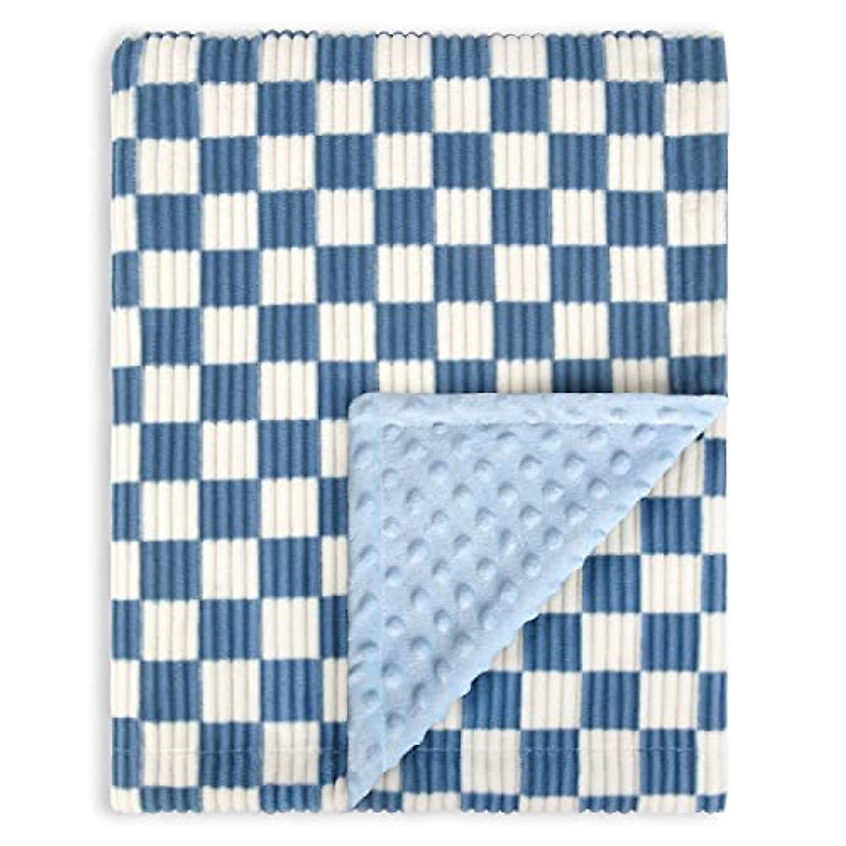 BEILIMU Baby Blanket+Dinosaur Security Blanket for Boys Girls 3D Checkerboard Grid Ultra- Soft Cozy Corduroy Toddler Blanket for Kids
