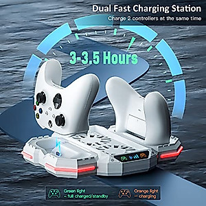 Narati RGB Cooling Charging Stand with Fan for Xbox Series S, 2X 1400mAh Rechargeable Batteries, Cooling System, Charger Station, Headset Hook Accessories for Xbox S