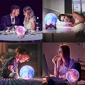 NSL Lighting Moon Lamp Galaxy Lamp 5.9 inch 16 Colors LED 3D Moon Light, Remote & Touch Control Lava Lamp Moon Night Light Gifts for Girls Boys Kids Women Birthday