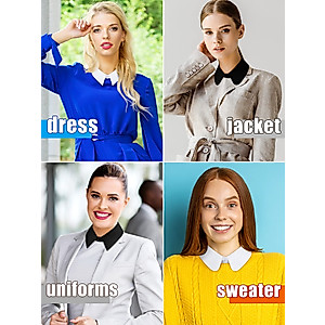 Giegxin 2 Pcs Dickey Rhinestones Fake Collar for Women Embellished Detachable Half Shirt Choker False Collar(Black, White,Simple Style)