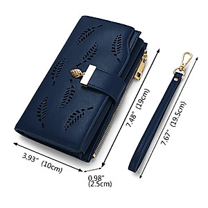 YALUXE Women's Leather Zipper Wallet RFID Blocking Multi Card Holder with Cellphone Pocket Large Capacity