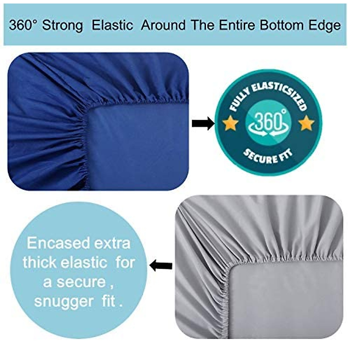 Crib Sheets, Crib Sheets for Boys | Baby Boy Crib Sheets | Microfiber Crib Fitted Sheet for Standard Crib and Toddler Mattress (Gray and Navy, 2 Pack)