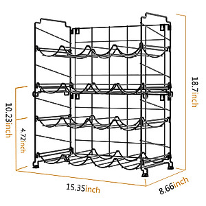 AULEDIO Adjustable Water Bottle Organizer, 4 Tier Stackable Bottle Organizer, Wall-Mounted Water Bottle Holder, Water Bottle Storage for Countertop, Cabinet, Kitchen, Brone