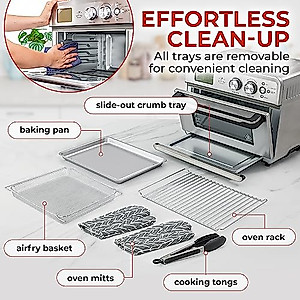 Zulay Airfryer Toaster Oven - Large Toaster Oven Countertop - Large Air Fryer Oven with 21 Functions - 26.4Qt Capacity Stainless Steel Convection Oven with Toast, Bake, Rotisserie & Dehydrate Options