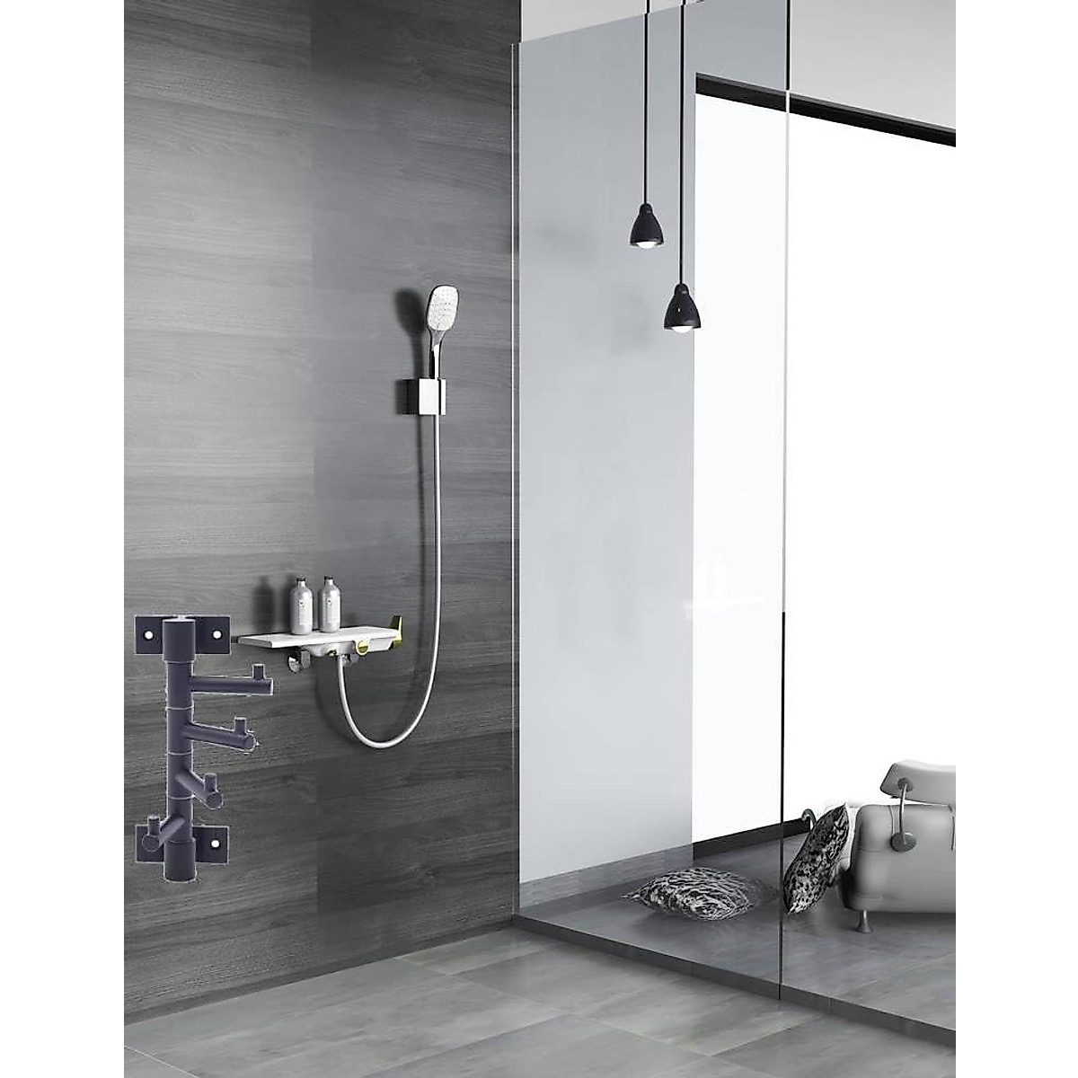 Generic Wall-Mounted Coat Rack,Wall-Mounted Coat Rack, Coat Hanger Hooks Modern Key Hanger Space-Saving Design for Door (4 Swivel Arms Black)