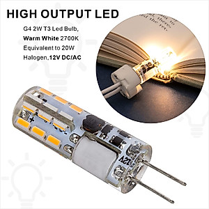 AIMEOKO G4 LED Bulb 12V (AC/DC) 2W - Warm White 2700K, Non-dimmable, Bi Pin Base, 10-Pack - Replace 10W-20W Halogen Bulbs for Home and Landscape Lighting