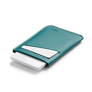 Bellroy Card Sleeve (Premium Leather Card Holder or Minimalist Wallet, Holds 2-8 Cards or Business Cards, Folded Note Storage) - Teal