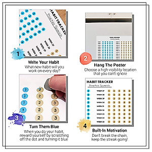 Panda Planner Habit Tracker Wall Calendar - 5 Per Week Habit Scratch Off - Self Care & Goal Accountability - Visual Progress