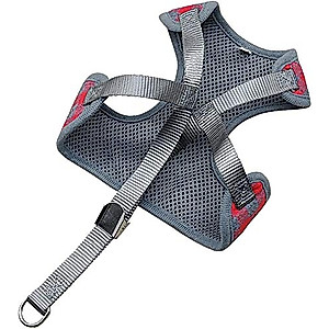 Pet Harness and Leash Set for Walking Small Cat and Dog Harness, Escape Proof Soft Vest Harnesses with Bell Bow, Easy Control Breathable Pet Safety Jacket & 1 Metal Leash Ring