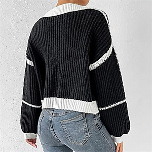 BLUBUKLKUN daily deals Cropped Shrug Sweater Cardigan for Women Ladies Loose Purse Knitted Cardigan 2023 New Outwear Sweater Winter (Black, L)