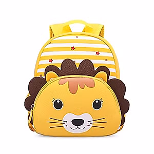 KK CRAFTS Toddler Backpack, Waterproof Preschool Backpack, 3D Cute Cartoon Neoprene Animal Schoolbag for Kids, Lunch Box Carry Bag for Boys Girls, Cute Lion