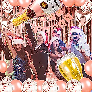 BBeitoo Rose Gold Birthday Party Decorations Set 12inch Rose Gold Confetti Balloon 30th 40th 50th 60th Birthday Balloons for Women