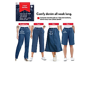 Woman Within Women's Plus Size 7-Day Elastic-Waist Cotton Denim Short - 22 W, Light Stonewash