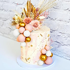 JeVenis Natural White Boho Cake Topper Boho Cake Decorations Cake Flowers Decorations Floral Cake Topper for Baby Shower Wedding Bridal Birthday Party Supplies