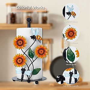 Sunflower Paper Towel Holder Countertop- DyPinYise Sunflower Kitchen Accessories Decor Yellow Kitchen Decorations Towel Stand Gifts for Women, Christmas, Bathroom
