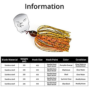 MadBite Bladed Jig Fishing Lures, 5 pc Multi-Color Kits, Irresistible Vibrating Action, Sticky-Sharp Heavy-Wire Needle Point Hooks, Popular 3/8 oz Sizes, includes Storage Box