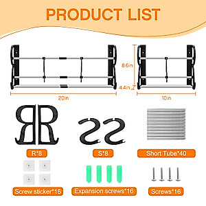 DARCKLE 4 PACK Hanging Shoe Rack, Wall Mounted Removable in the Middle with Sticky Hanging Mounts and Screws for Wall Camper and RV Shoe Storage with Hooks No Drilling