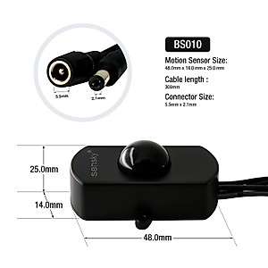 SENSKY BS010H DC 12V to 30V 3A Mini Pir Motion Sensor Switch,Occupancy Sensor Switch for Gun Safe, Kitchen Cabinet, Pantry, Closet led Lighting (Black-without Light Sensor)