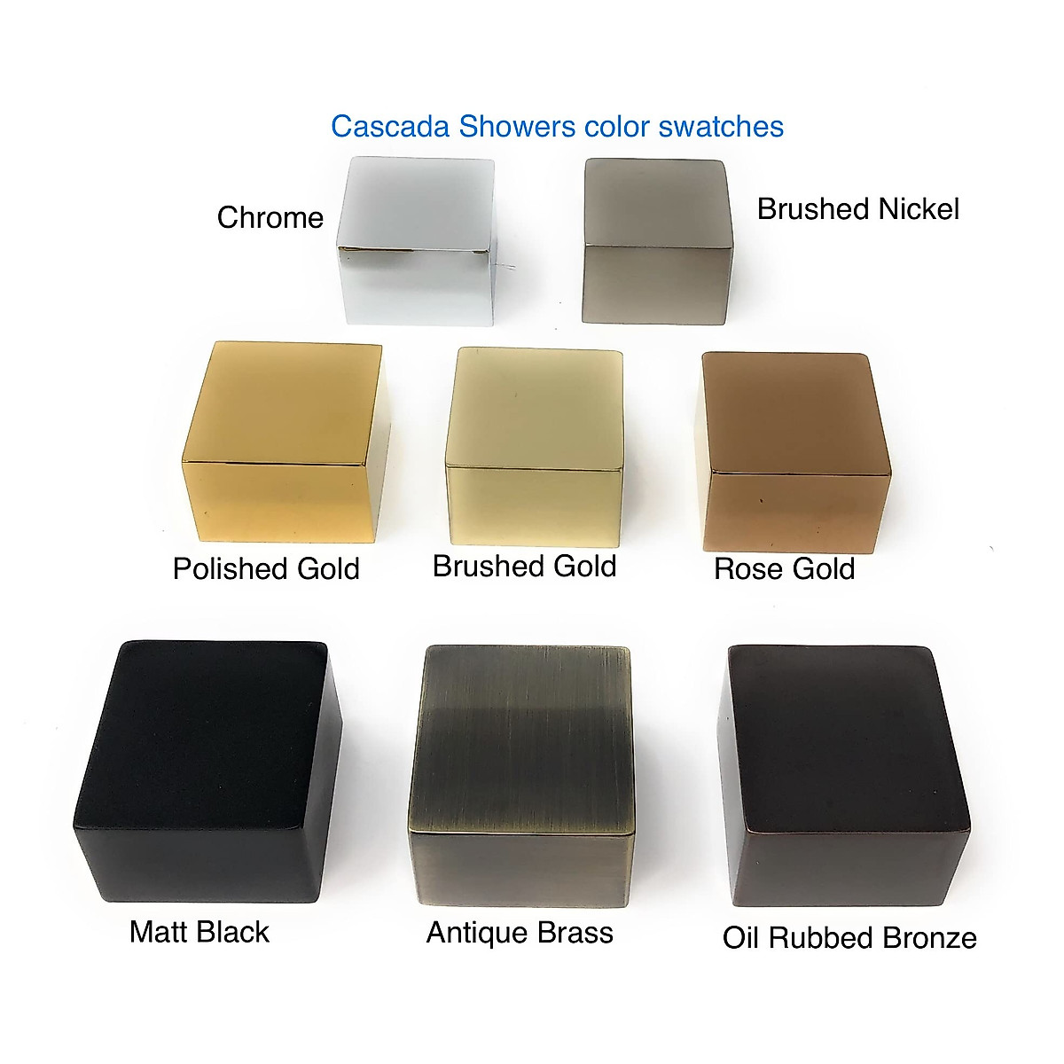 Cascada Square Rainfall LED Shower Head, Heavy Duty Metal (Without Shower Arm) (8 Inch, Matt Black)