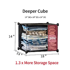 MAGINELS 8 Cube Storage Organizer with Doors,Deep Closet Organizers and Cabinet. Vertical Storage Clothes Shelf,Suitable for Bedroom,Office,Studyroom,Black (14×18inch)
