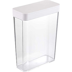 Yamazaki Home Airtight Dry Container with Sliding Lid | Kitchen & Pantry Organization | Cereal, Grains, Pasta, and Flour | Plastic | Food Storage, One Size, White