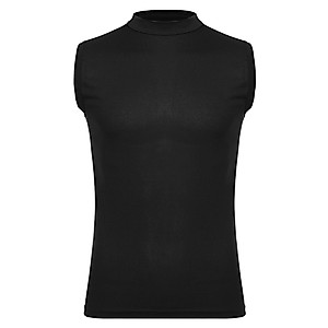iiniim Muscle Tanks for Men Summer Sleeveless T Shirt Mock Turtleneck Undershirt Pullover Thermal Tops Black 3X-Large