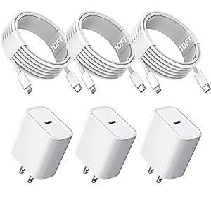 3Pack Extra Long 10FT iPhone Fast Charger,iPhone Charger Fast Charging Quick 10Foot USB C to Lightning Cable Cord Type C Fast Charging Block Wall Charger for iPhone 14/14 Pro/13/12 Mini/11/XS/X/iPad