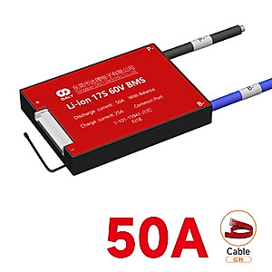 DALY BMS Li-ion 17S 60V 50A with Balance Wire and Temperature Sensor for Rated 3.7V Lithium Battery Power Bank Protection