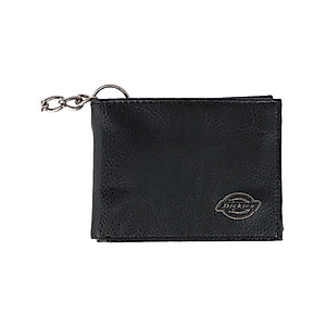 Dickies Men's Leather Slimfold Wallet With Chain Black