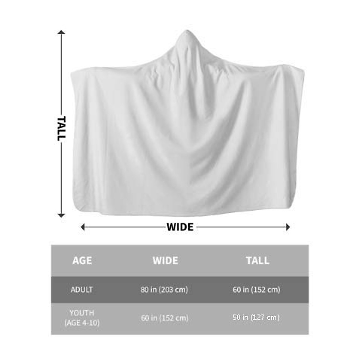 Melory Viking Raven Hooded Blanket Polyester Print Wearable Blanket Sherpa Fleece Throw Blanket Wrap Soft Microfiber Novelty Blanket for Adults and Youth White 60 x 80 inch