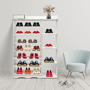 YIYIBYUS 8 Tier Shoe Rack,Wall Tower Cabinet Shoe Storage Organizer Entryway Shoe Shelf