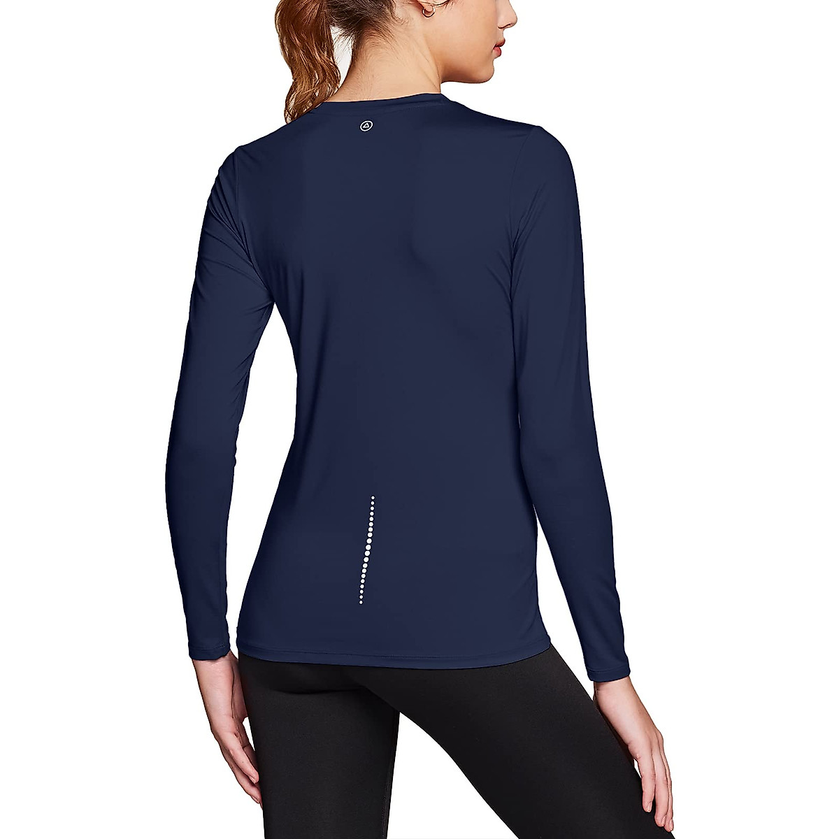 ATHLIO Women's UPF 50+ Long Sleeve Workout Shirts, UV Sun Protection Running Shirt, Dry Fit Athletic Tops, Round Neck 3pack Shirts Black/Cloud Grey/Navy, Small