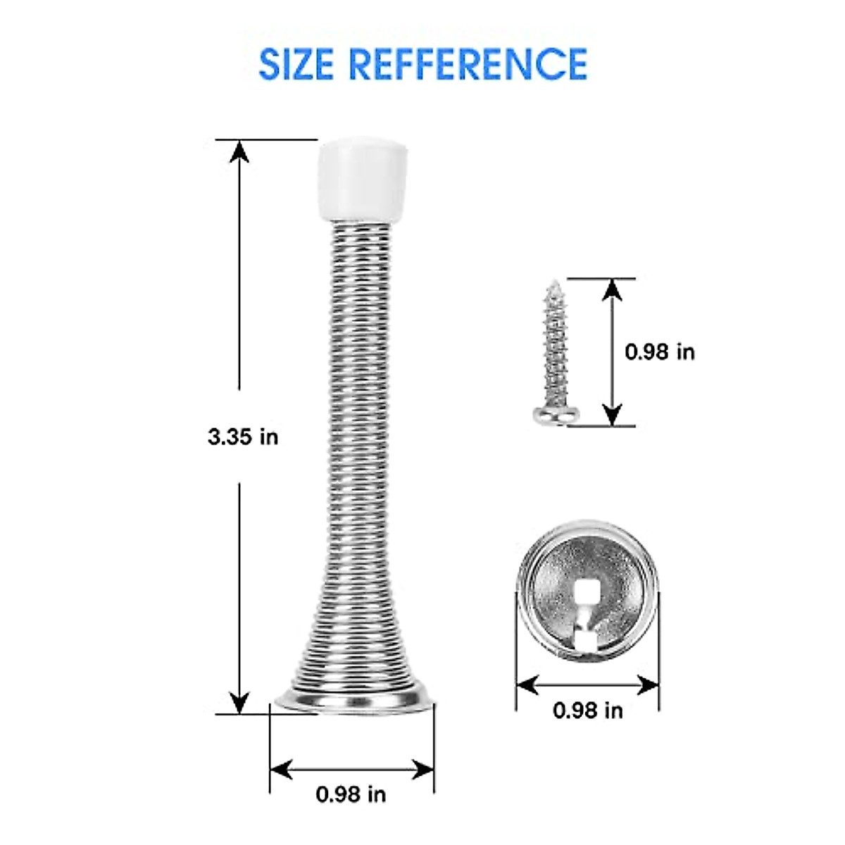 MaxGear 12 Pack Door Stoppers, 3-1/4" Brushed Satin Nickel Door Stop, Flexible & Heavy Duty Door Stopper for Bottom of The Door, Rustproof Door Stops with Low Mounted White Rubber Bumper Tips