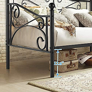 VECELO Premium Daybed Metal Bed Frame Twin Size Steel Slat Support/Strong Legs Headboard/Mattress Foundation, Multi-Functional Furniture