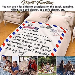 KOXHOX to My Wife Letter Blanket Throw Never Forget That I Love You Blanket to My Wife from Husband for Birthday Wedding Valentine's Day Blanket Gift (5060in,to My Wife-2)
