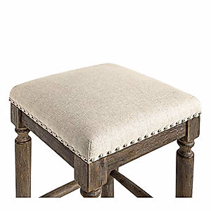 Ball & Cast Counter Height Stool Upholstered Counter Bar Stools Weathered Grey Finish 26" H, Taupe Fabric 2-Pack